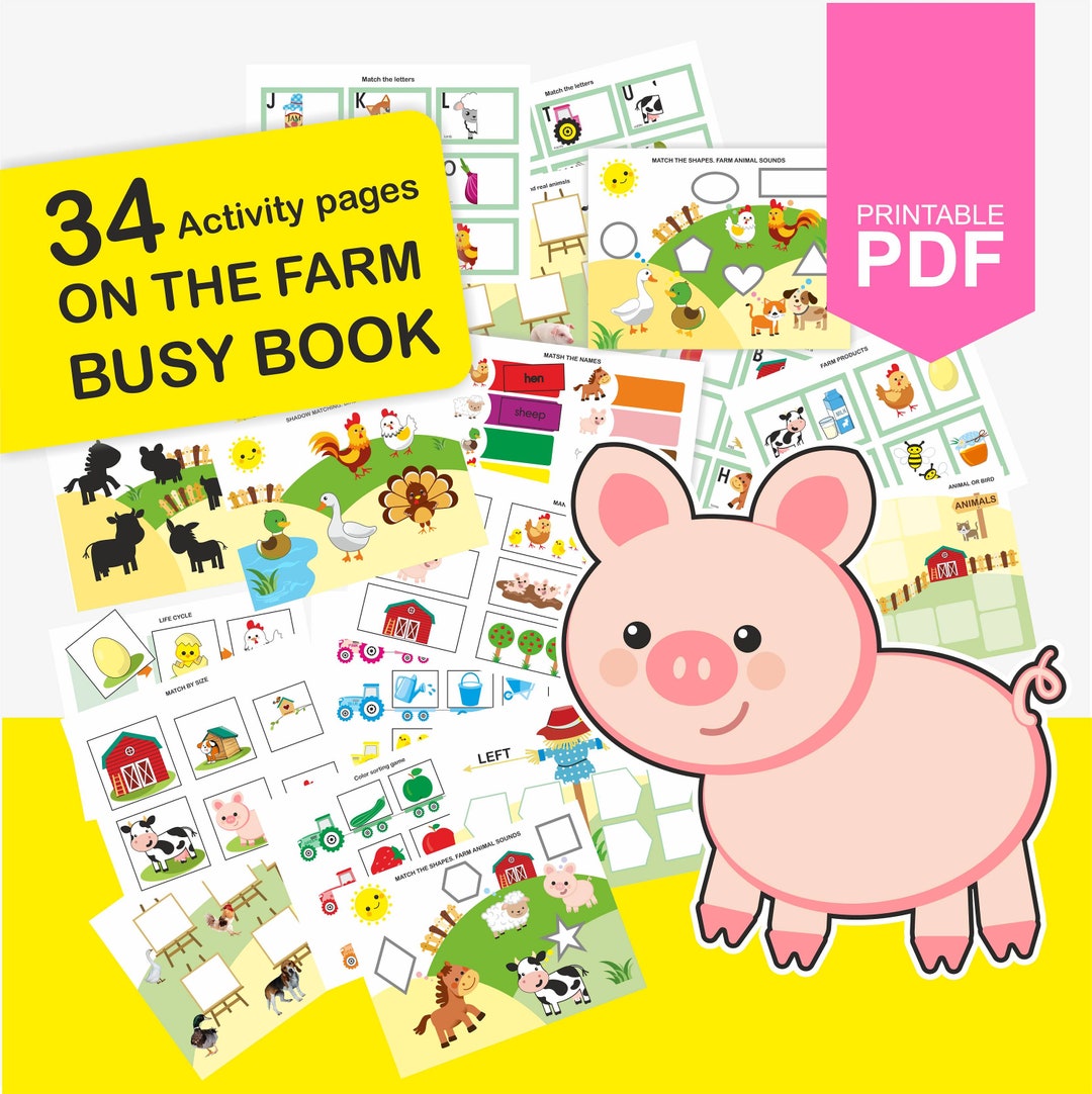Farm Animals Toddler Busy Book Printable. Learning Binder, Homeschool ...
