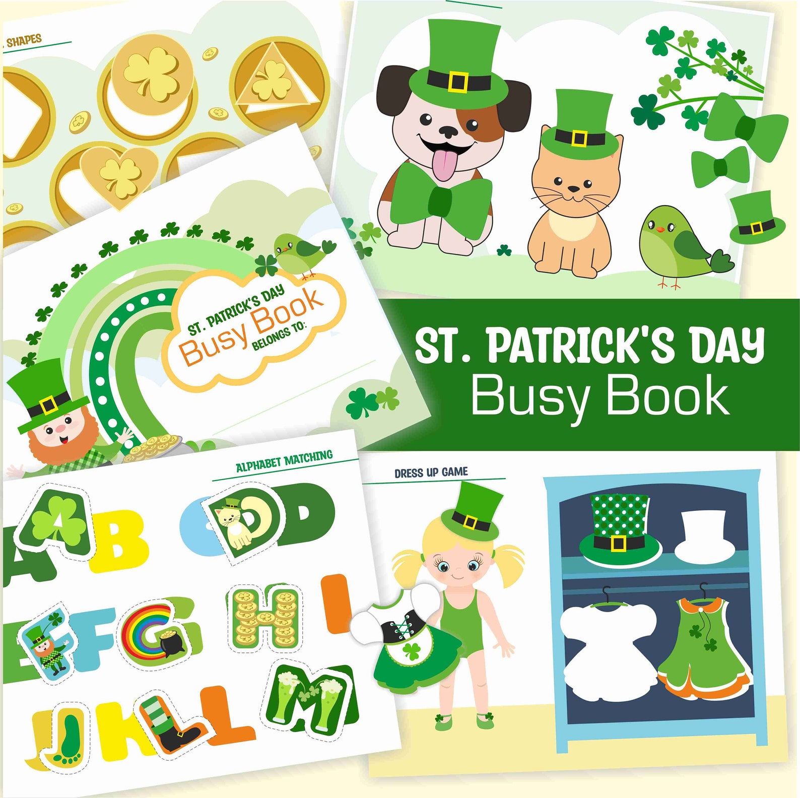St Patricks Day Busy Book Printable Learning Binder Worksheets for Kids ...