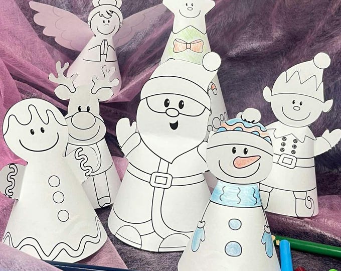 Angel Paper Dolls Coloring Set, Printable Paper Dolls, Paper Ornaments ...