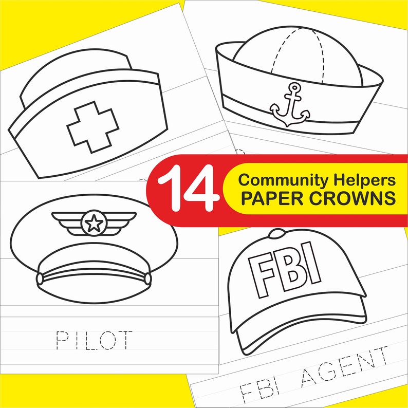 Community Helpers Paper Crowns: Kids Printable Hats (digital Download ...