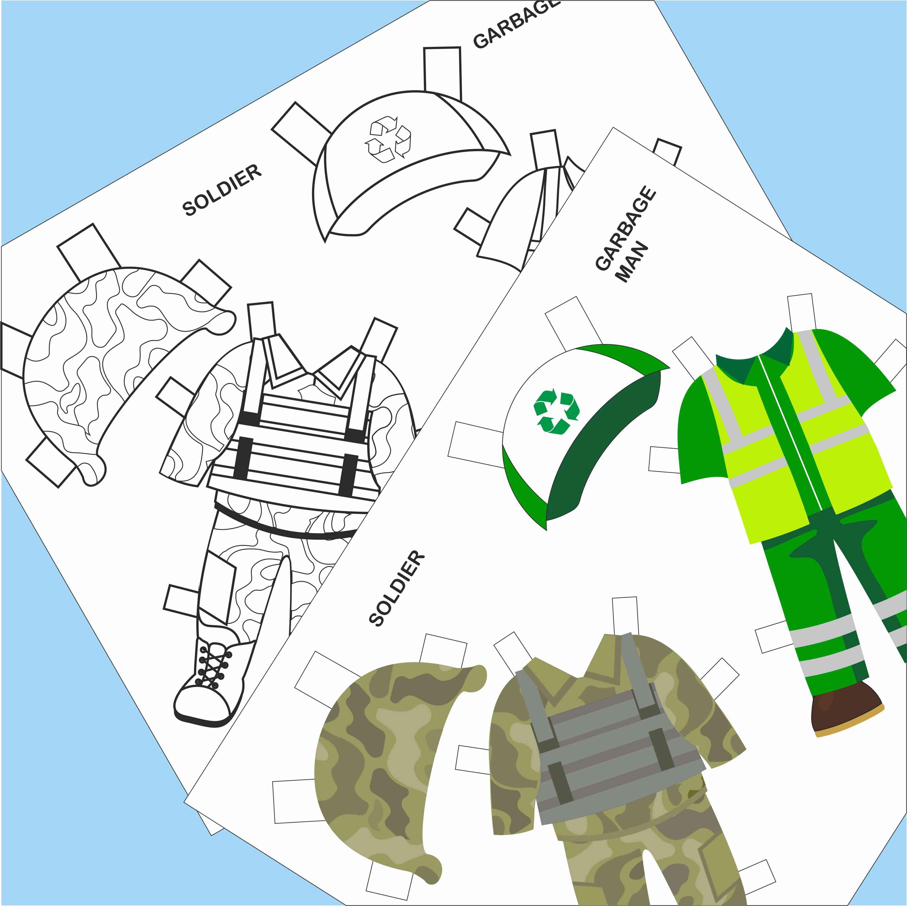 Community Helpers Dress up Preschool Printable Paper Dolls COLORING ...