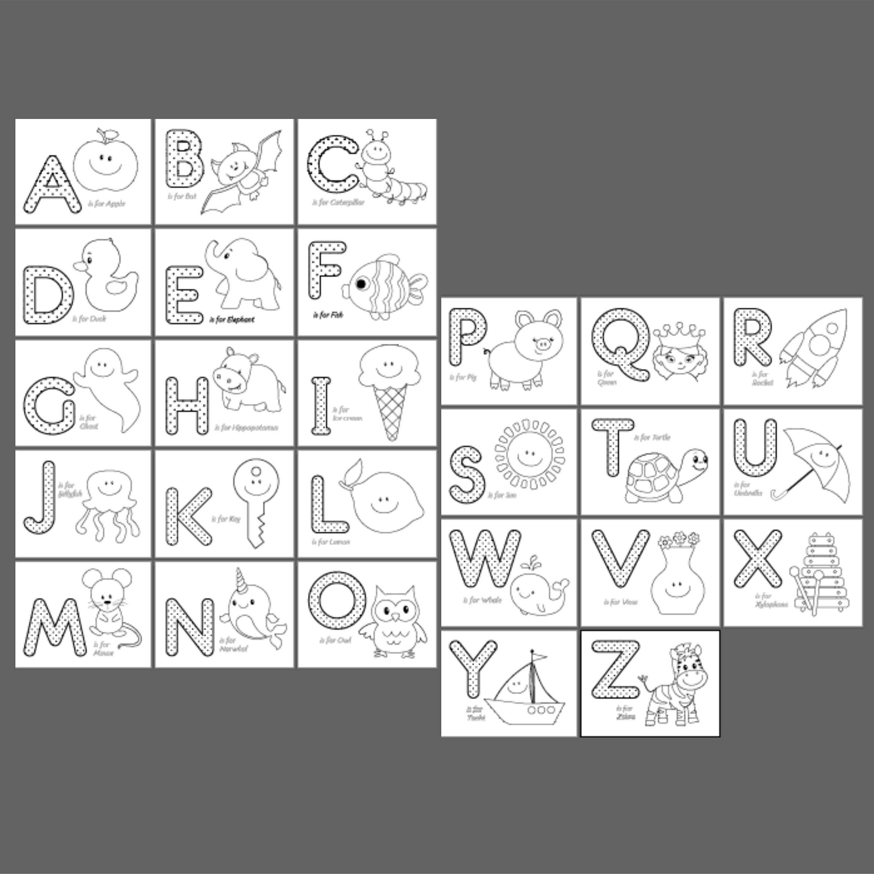 Printable Alphabet Coloring Pages Worksheets for Kids, Toddlers ...