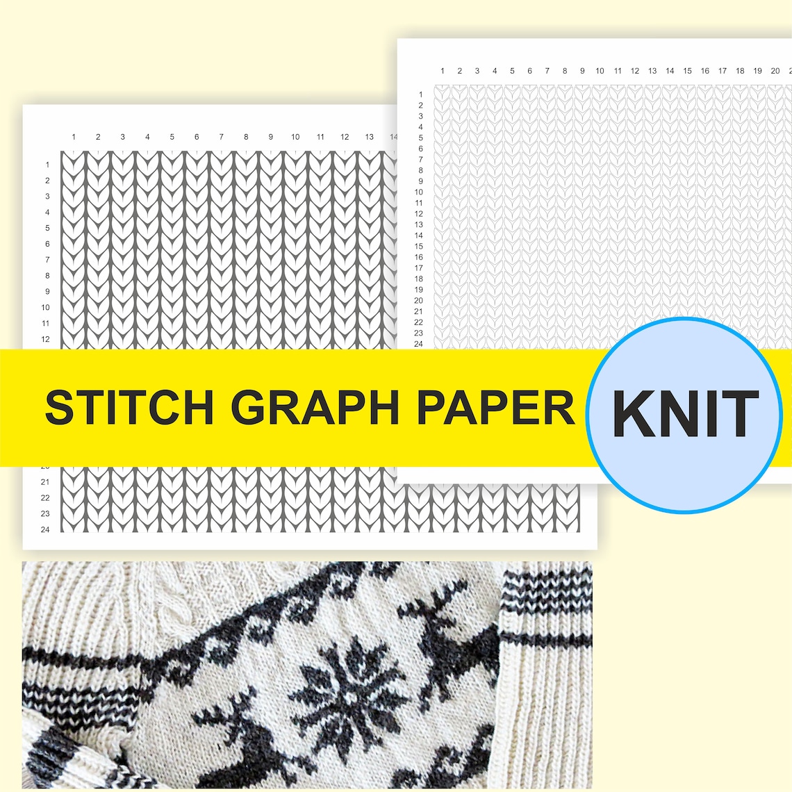 Knitting Stitch Printable Graph Paper Knit Stitch Graph Paper - Etsy