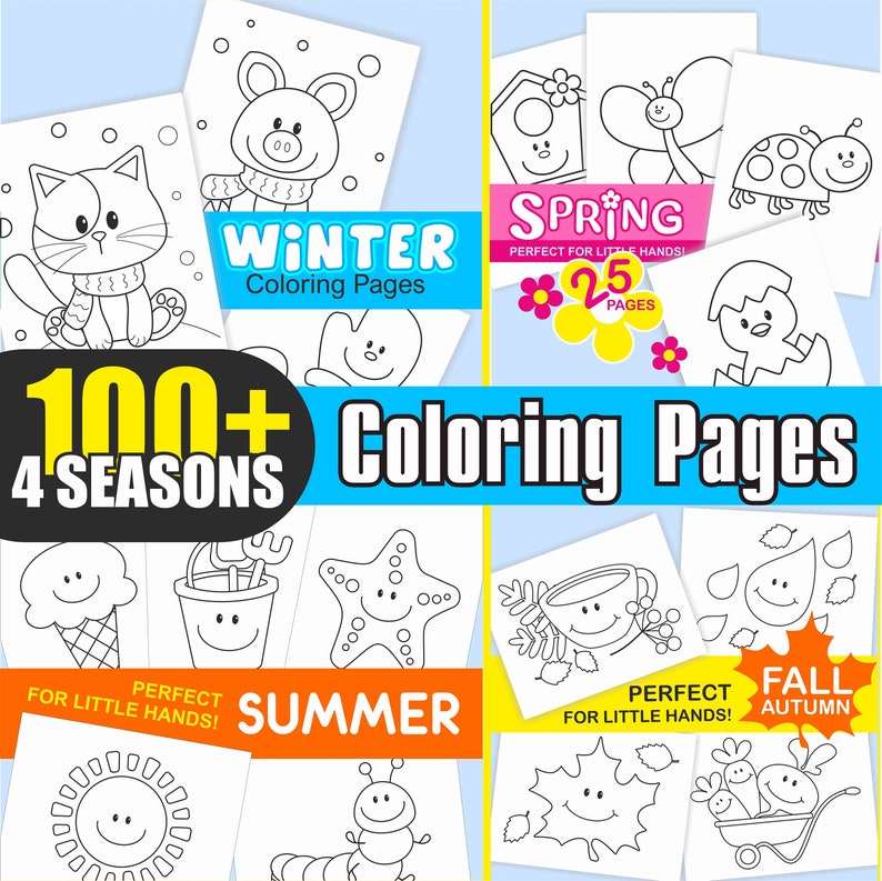 Printable 4 SEASONS Coloring Pages for Kids, Toddlers, Preschoolers ...
