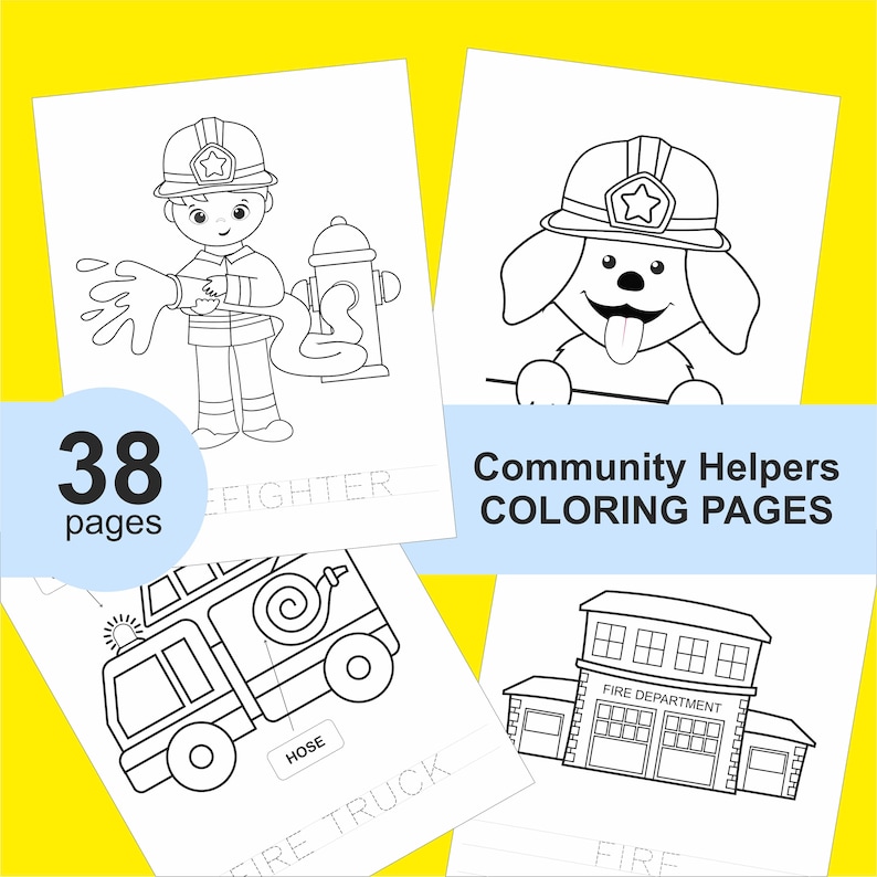 Community Helpers Coloring Pages | Professions Coloring Book for Kids ...