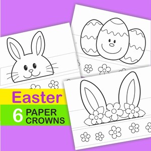 Easter Bunny Ear Egg Printable Paper Crown Hat Craft Easter Party ...