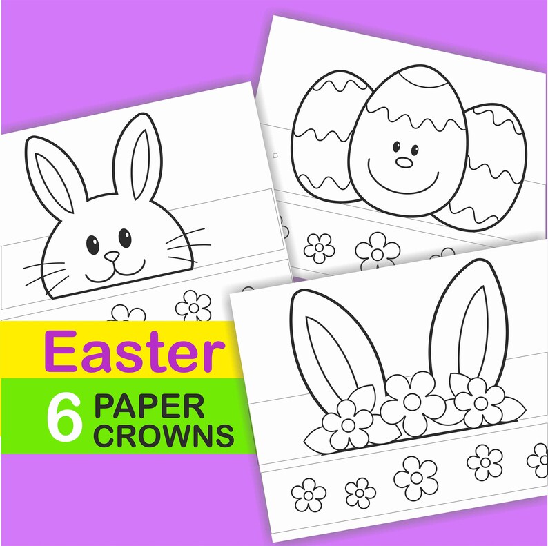 Easter Bunny Ear Egg Printable Paper Crown Hat Craft Easter Party ...