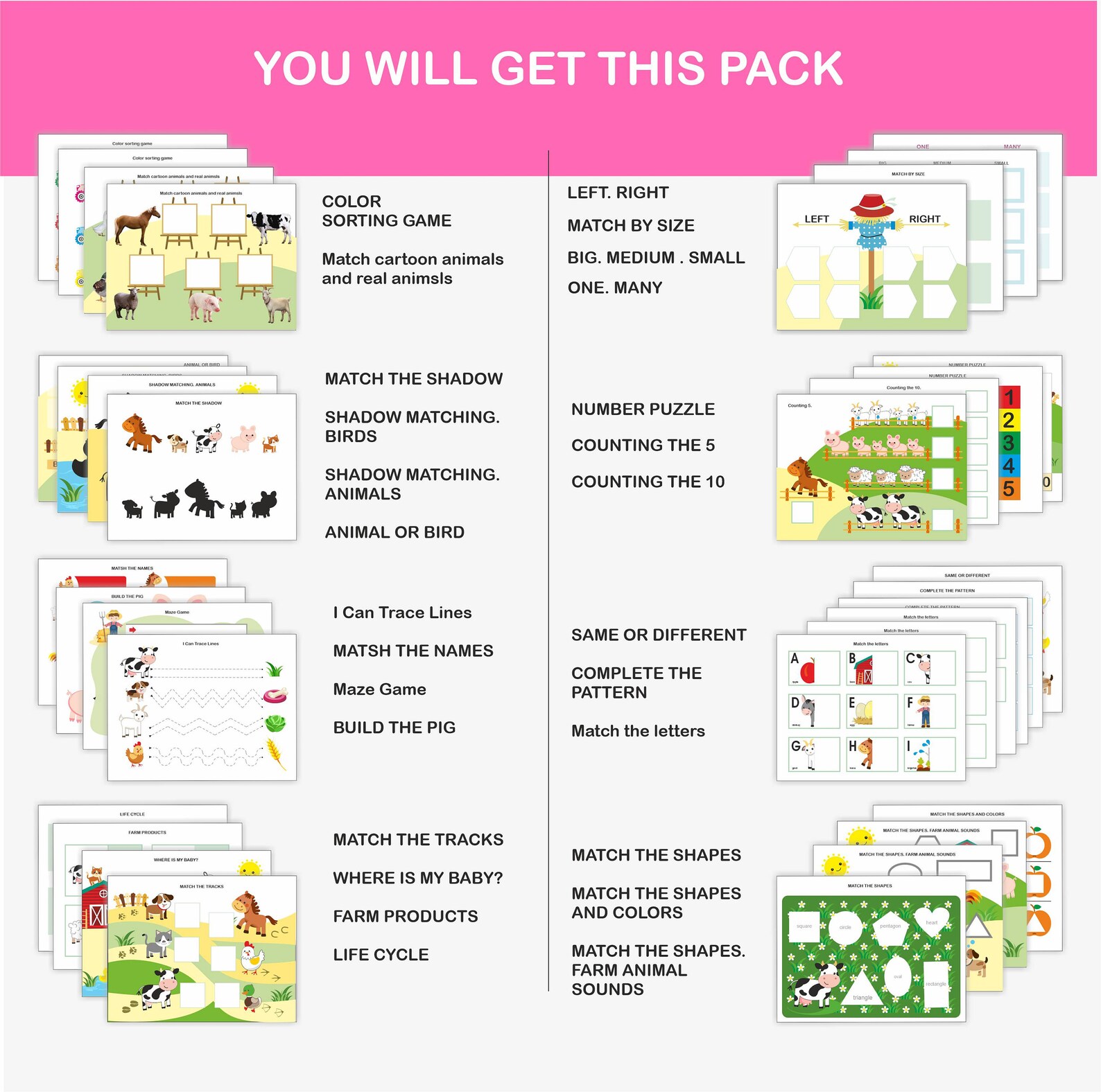 Farm Animals Toddler Busy Book Printable. Learning Binder - Etsy