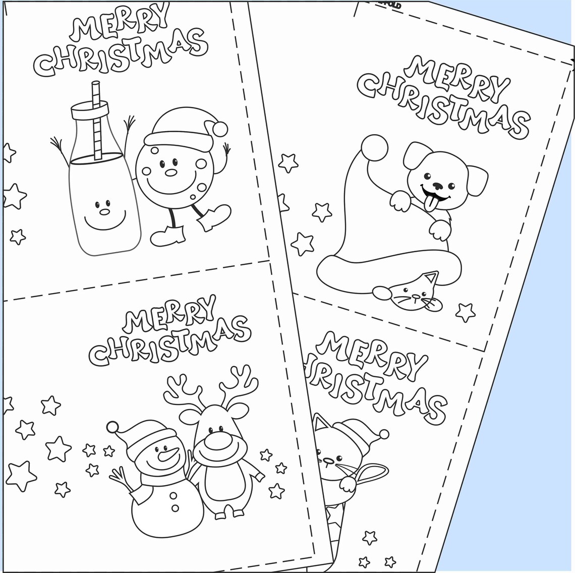Coloring Christmas Cards PRINTABLE, Christmas Kids Coloring Book ...