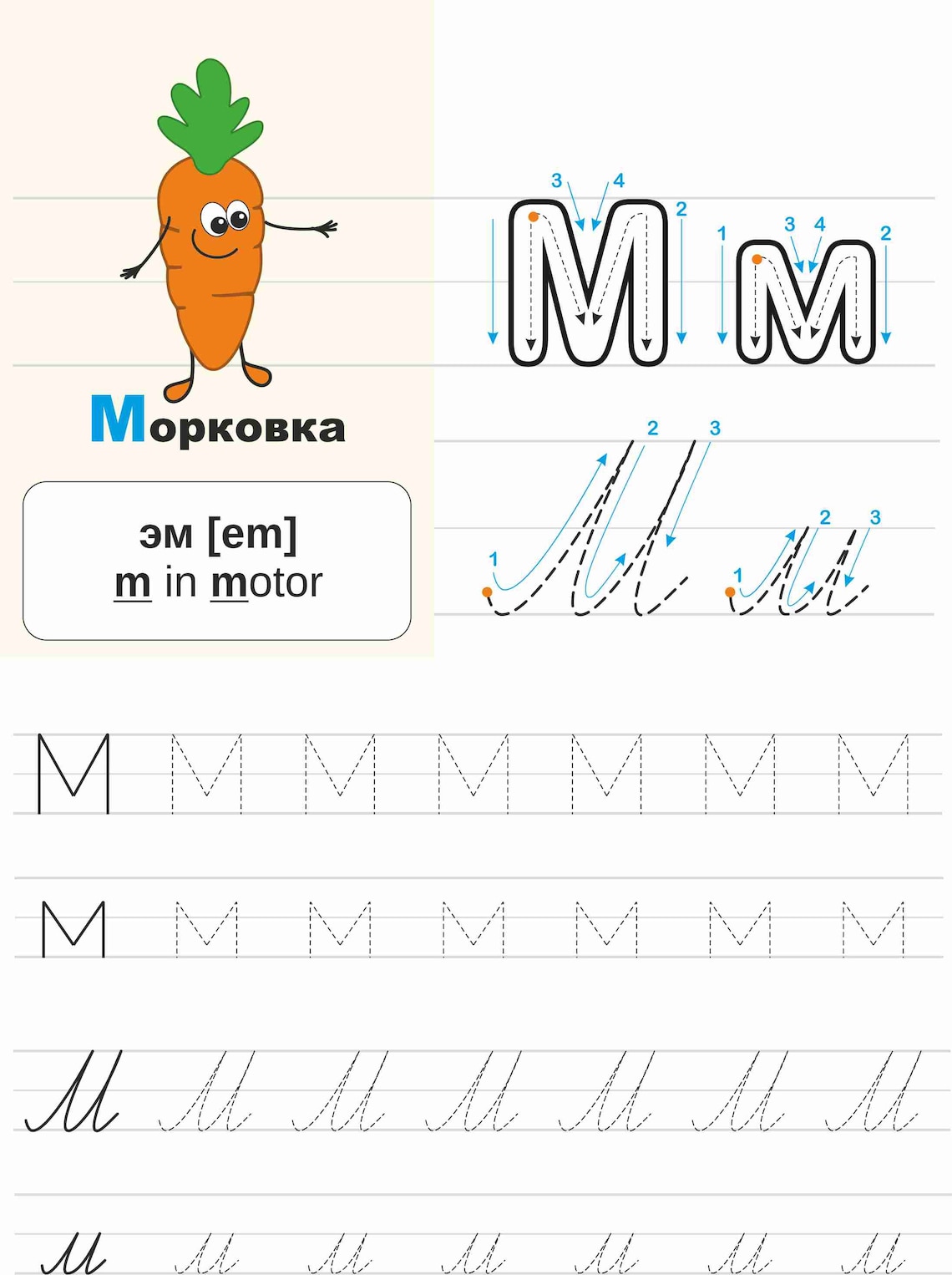Russian Alphabet Writing. Cyrillic Cursive Handwriting Practice ...