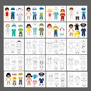 Paper Dolls Printable Community Helpers Dress up Preschool COLORING ...