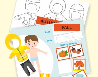 Seasons and Weather Clothing Activity Mats Printable - Etsy