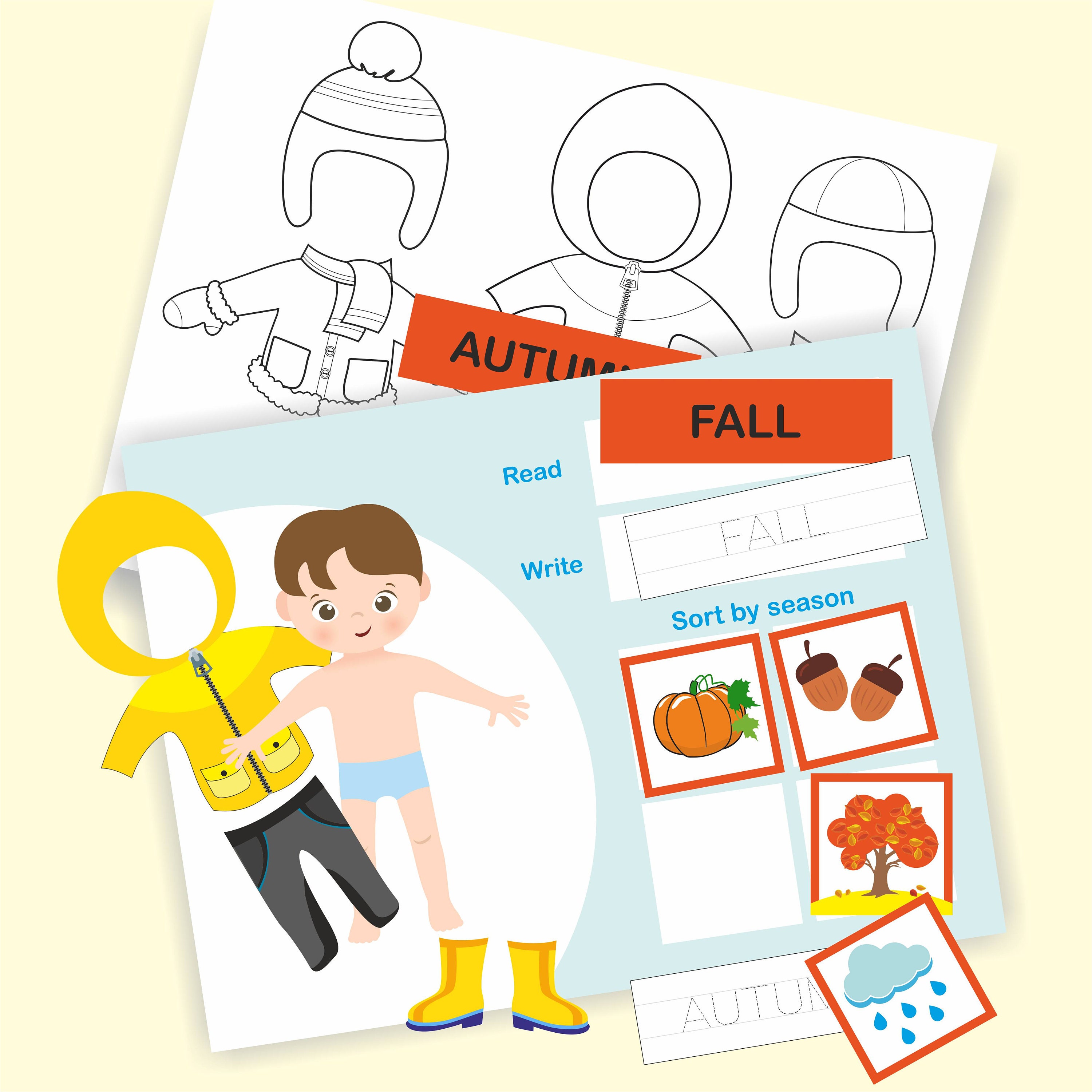 Seasons and Weather Clothing Activity Mats Printable. Four - Etsy