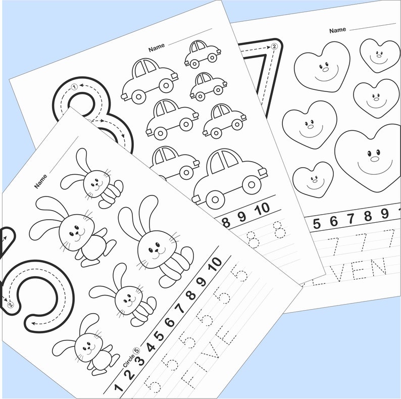 123 Coloring Book: Numbers 1-10, Kids Printable Worksheets (PDF ...