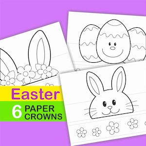 Easter Bunny Ear Egg Printable Paper Crown Hat Craft Easter Party ...