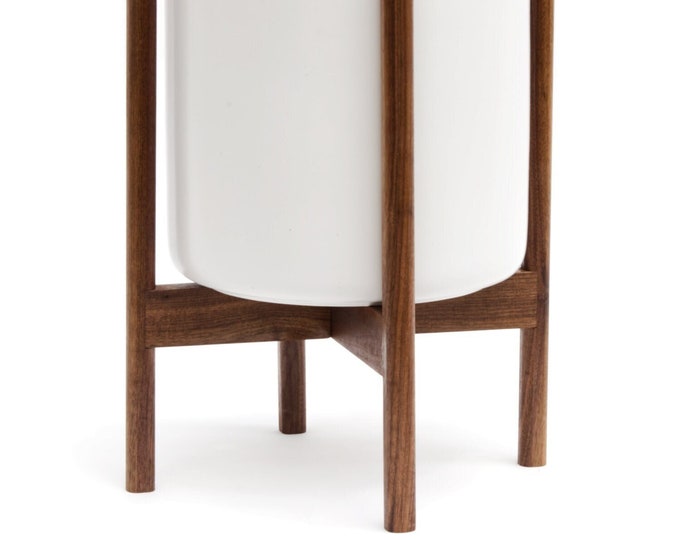 Mid Century Modern Walnut Plant Stand Indoor, Bamboo Tall Plant Stand Wood, 10-12 Inch Wooden ...