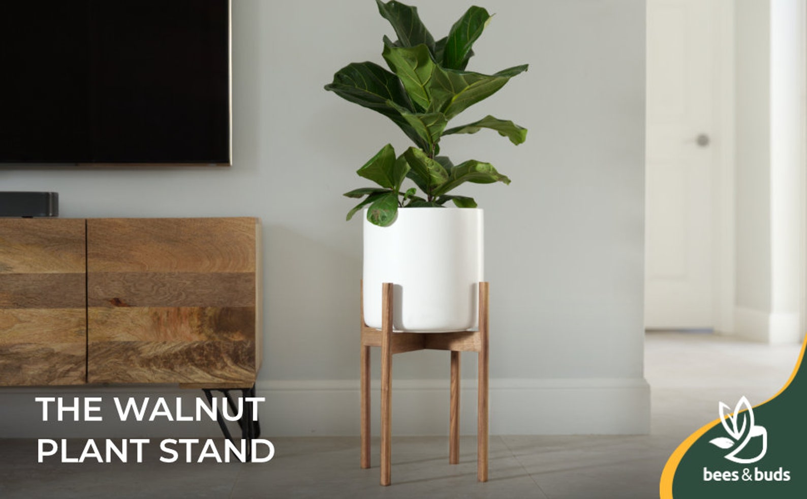 Mid Century Modern Walnut Plant Stand Indoor, Bamboo Tall Plant Stand ...