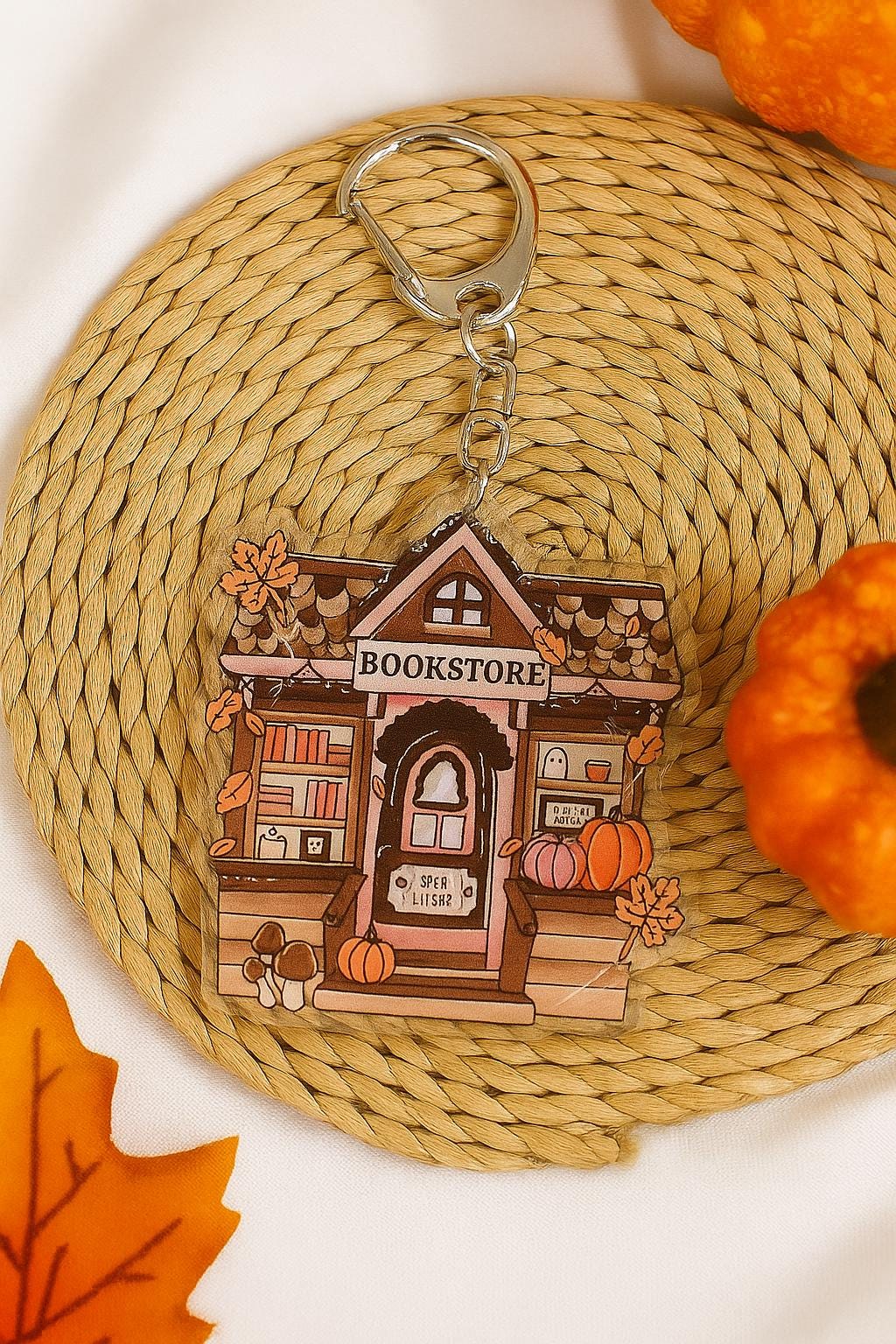 Cozy Bookstore Acrylic Keychain | Fall Book Lover Gift | Cute Autumn ...
