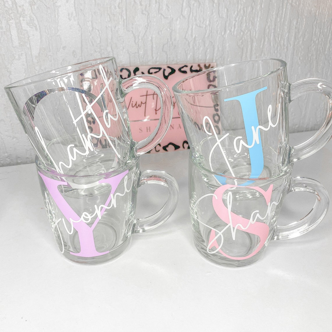 Personalized Glass Mug With Initial & Name | Glass Cup | Glass Coffee ...