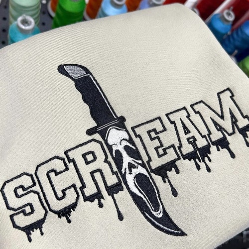 Scream Ghost Face Embroidered Jumper No You Hang up Scream - Etsy UK