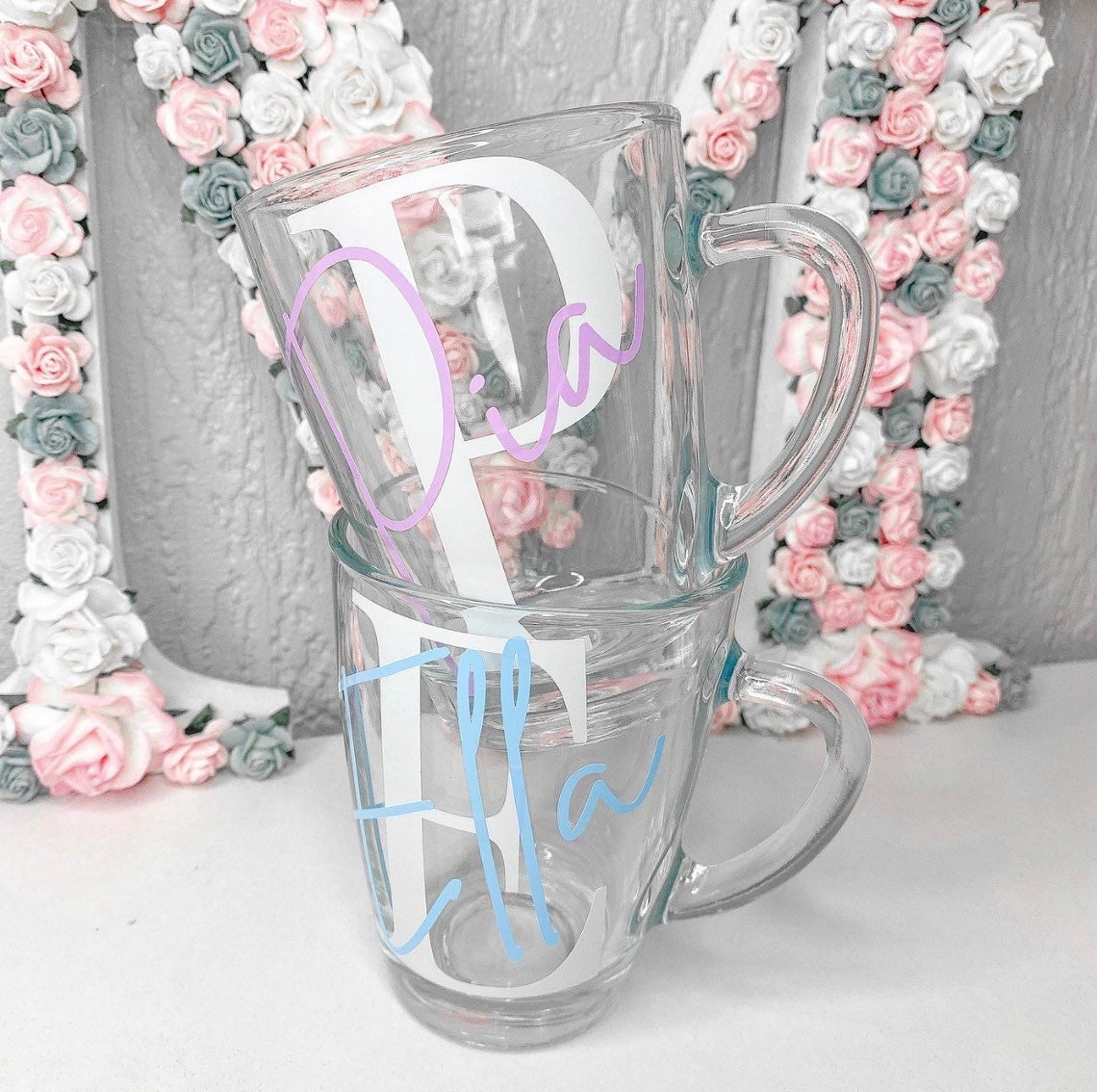 Personalized Glass Mug With Initial & Name | Glass Cup | Glass Coffee ...