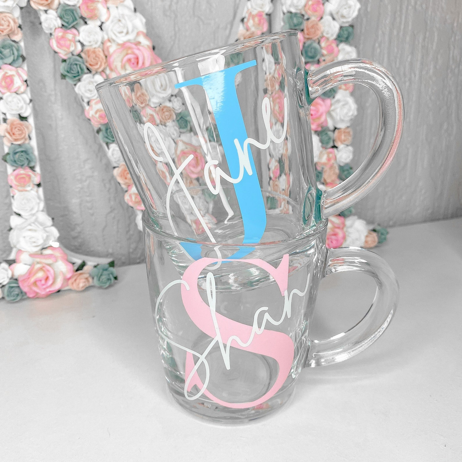 Personalized Glass Mug With Initial & Name | Glass Cup | Glass Coffee ...