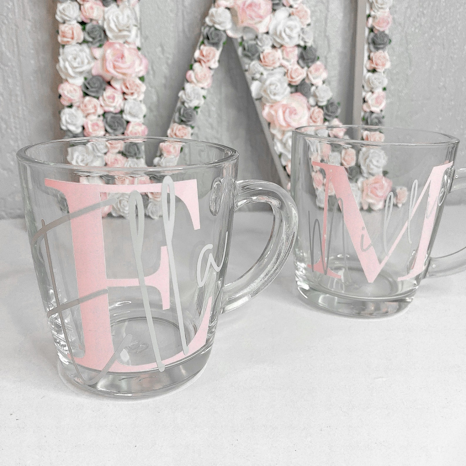 Personalized Glass Mug With Initial & Name | Glass Cup | Glass Coffee ...