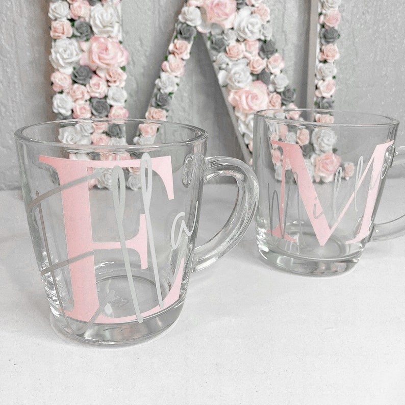 Personalized Glass Mug With Initial & Name | Glass Cup | Glass Coffee ...