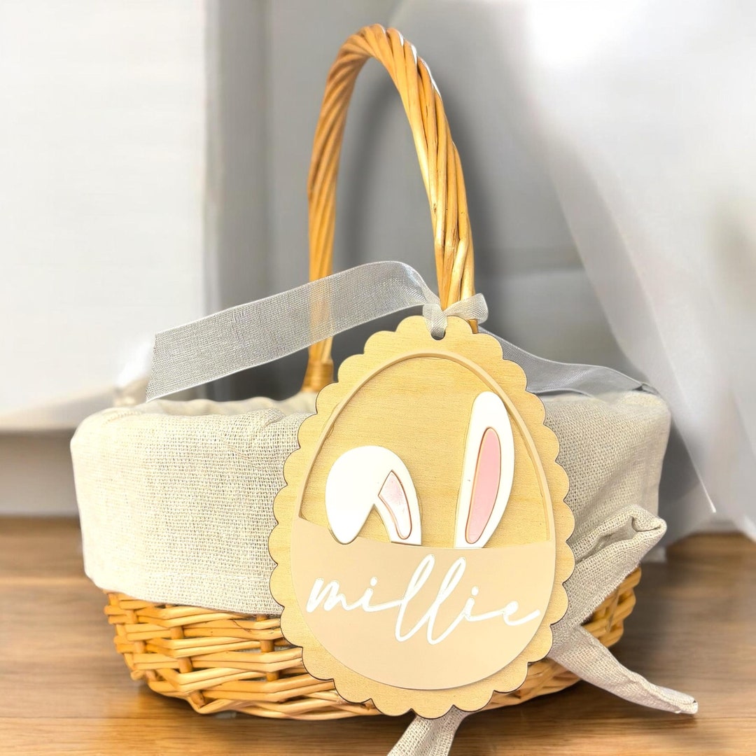 Personalised Bunny Easter Basket - Custom Kids Easter Basket - Easter ...