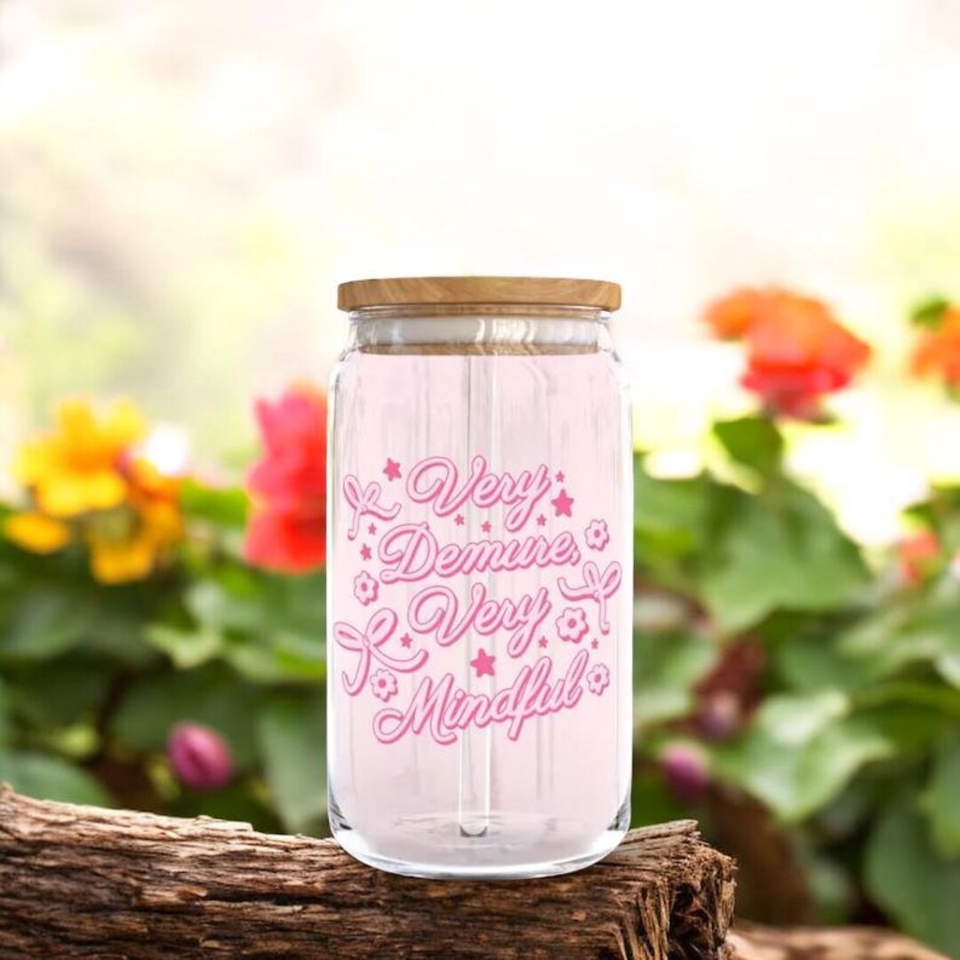 Very Demure Very Mindful 16oz Libbey Glass Cup Cute Glass Iced Coffee ...