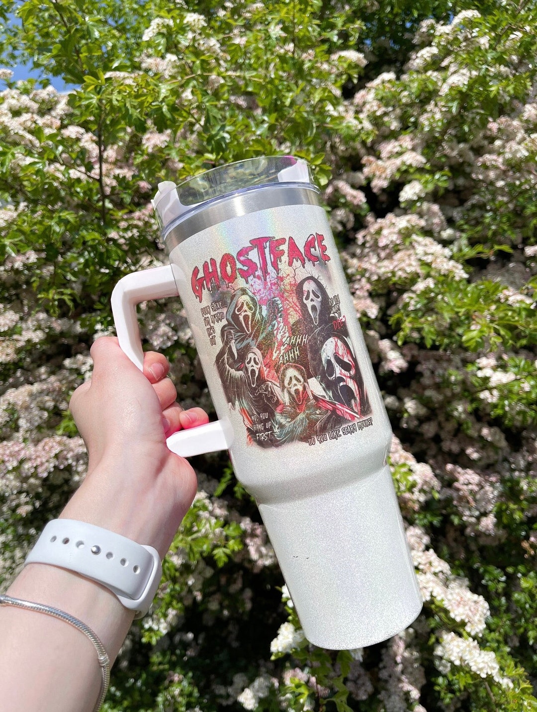 40oz Ghostface Tumbler, No You Hang Up, Scream Movie Tumbler, Horror ...