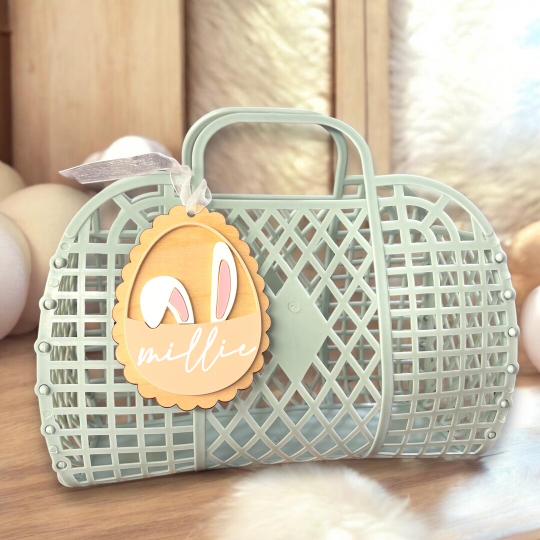 Personalised Bunny Easter Basket - Custom Kids Easter Basket - Easter ...