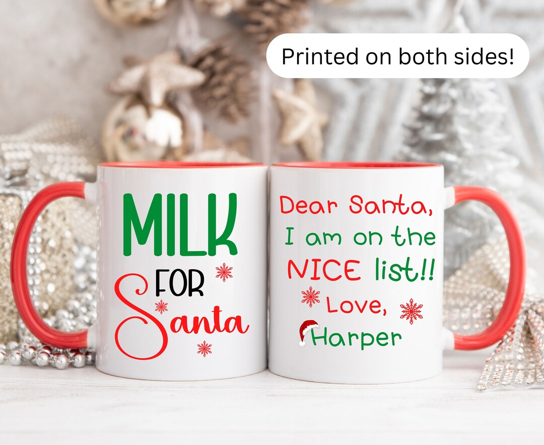 Personalized Milk for Santa Mug, Kids Customizable Christmas Mug, Cute ...