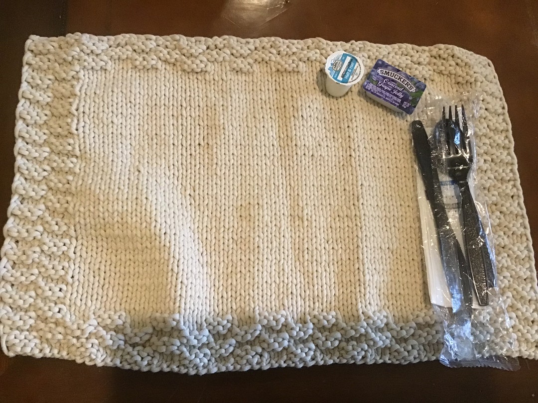 White Knitted Place Mats, Set of Four - Etsy