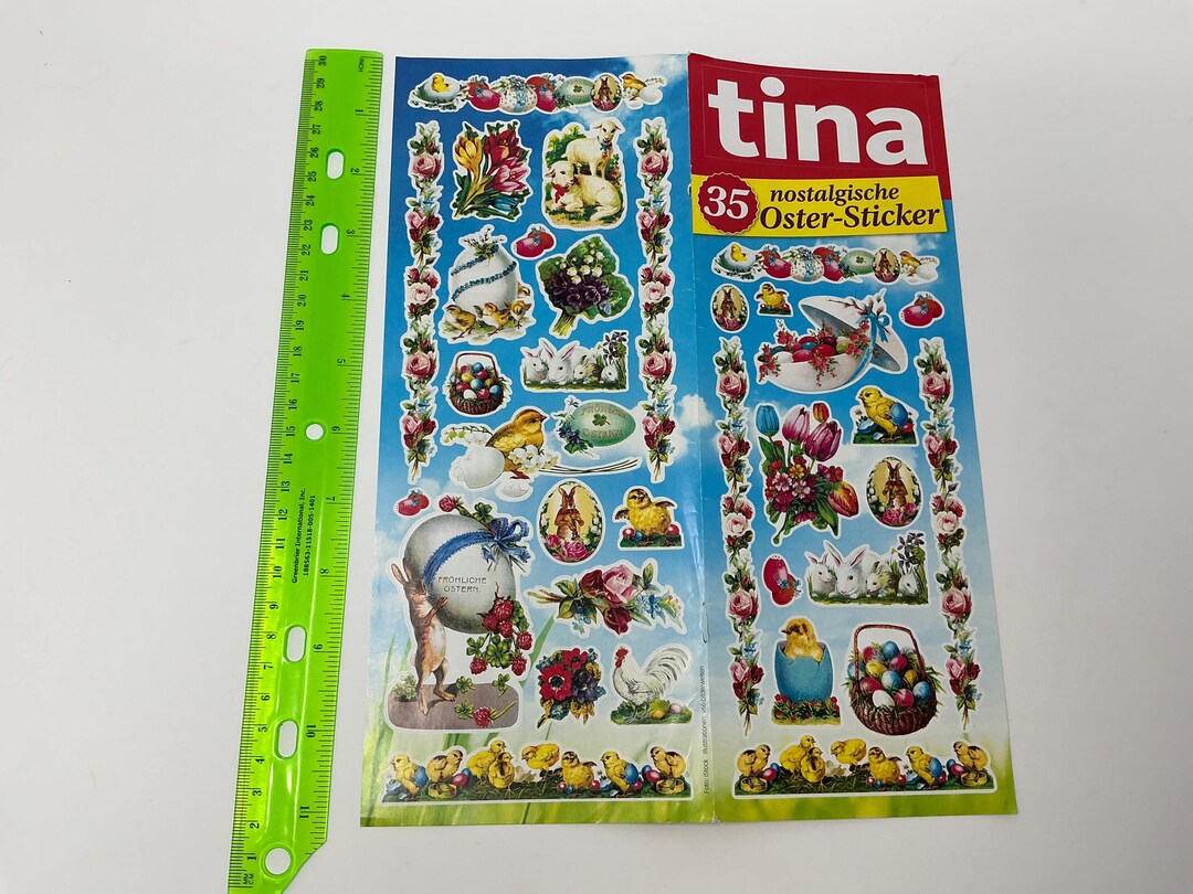 Vintage, Nostalgic Easter Stickers From Germany, 1 Sheet With 35 ...