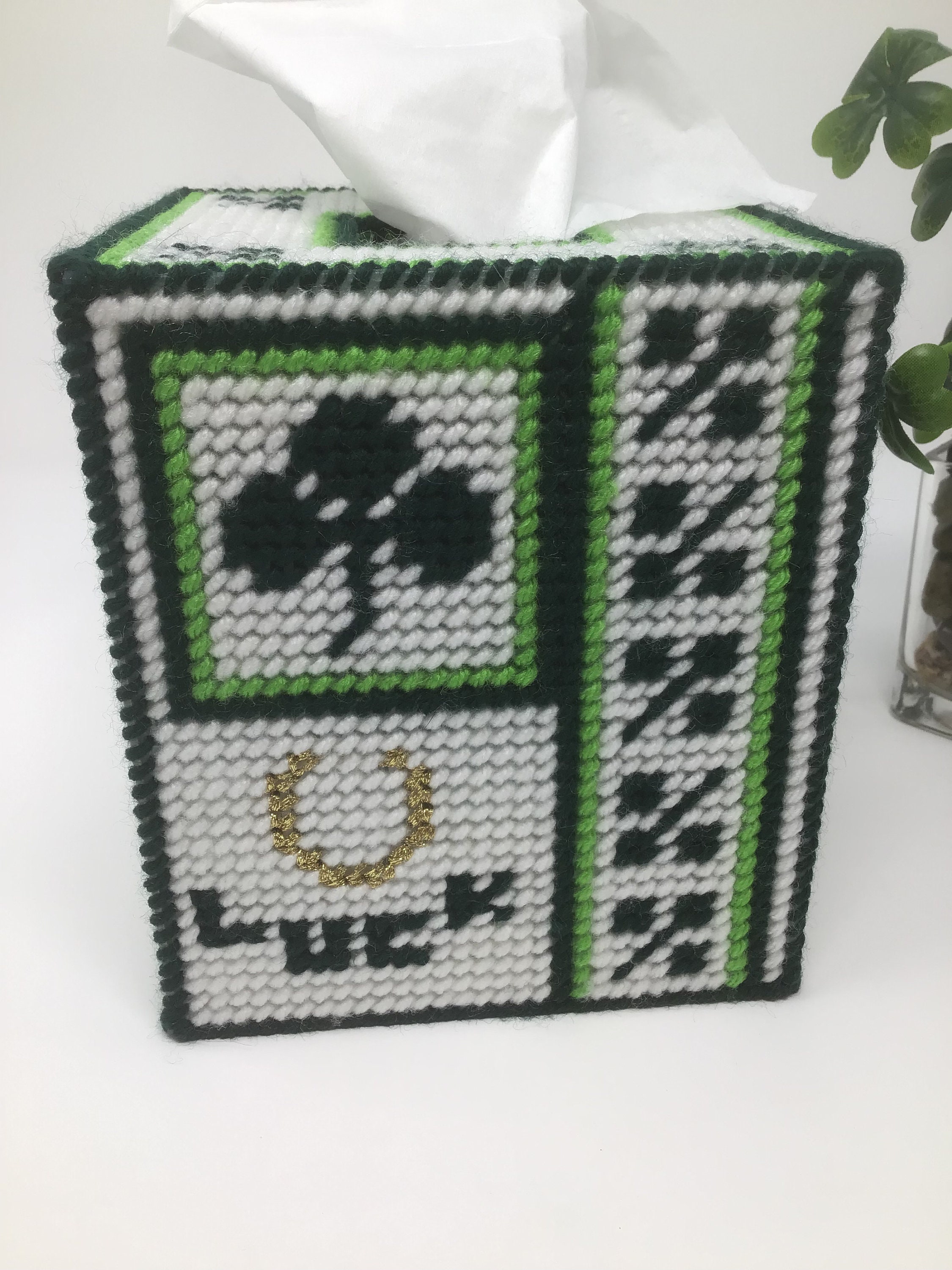 Tissue Box Topper, St. Patricks, Good Luck, Plastic Canvas - Etsy