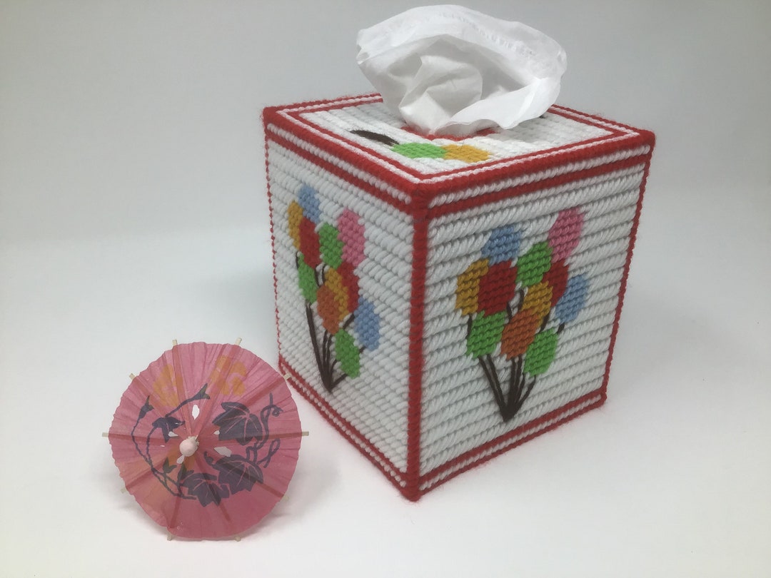 Tissue Box Cover, Party Balloons, Plastic Canvas - Etsy