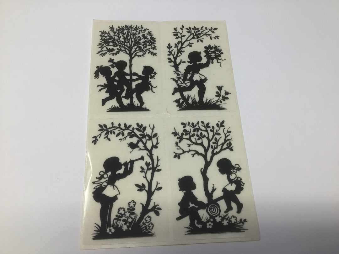 Vintage, Clear Back Stickers, Paper Cut Style - Etsy