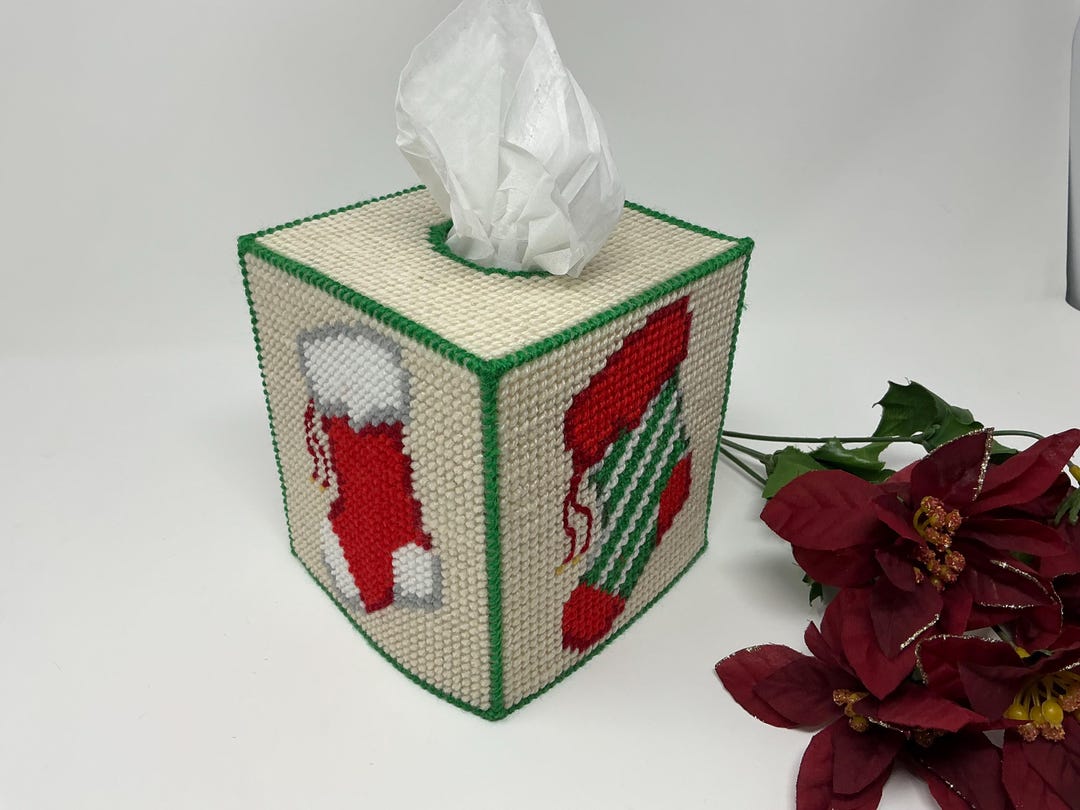 Christmas Stockings, Tissue Box Cover, Plastic Canvas - Etsy