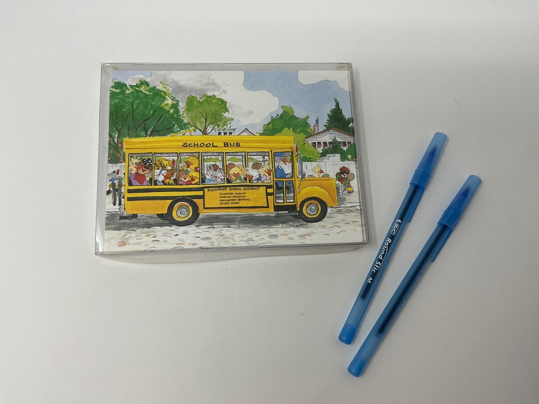 Vintage Suzy’s Zoo School Bus Cards and Envelopes, Used, 7 Cards With ...
