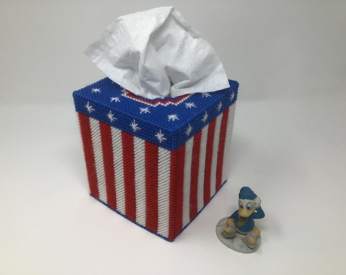 Patriotic Tissue Box Topper, Plastic Canvas, Stripes and Star - Etsy