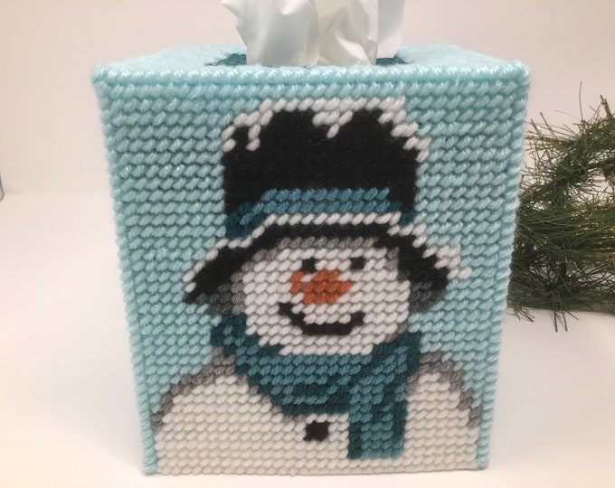 Snow Man Tissue Box Topper, Ice Blue Sides - Etsy