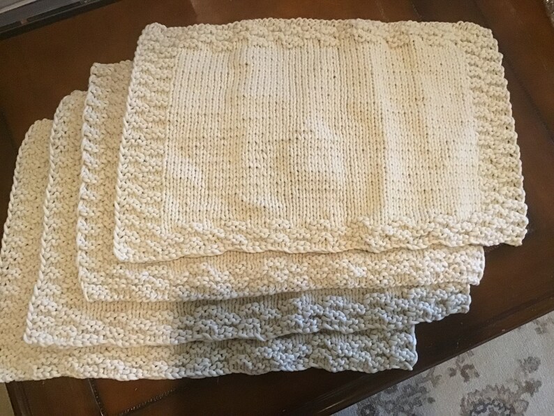 White Knitted Place Mats, Set of Four - Etsy