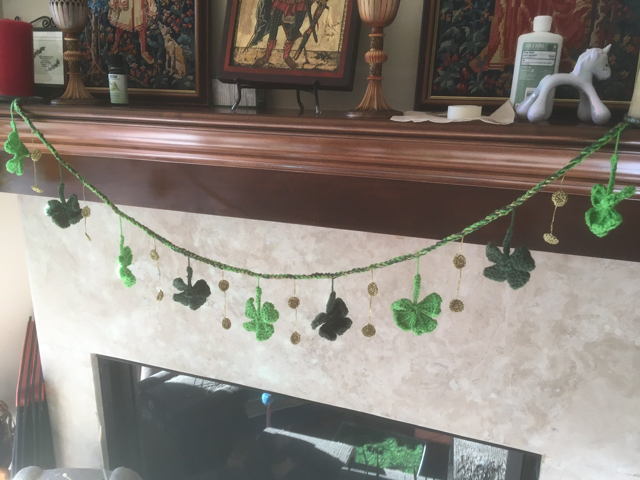 St. Patricks Day Garland, Bunting, Shamrocks, Crochet - Etsy