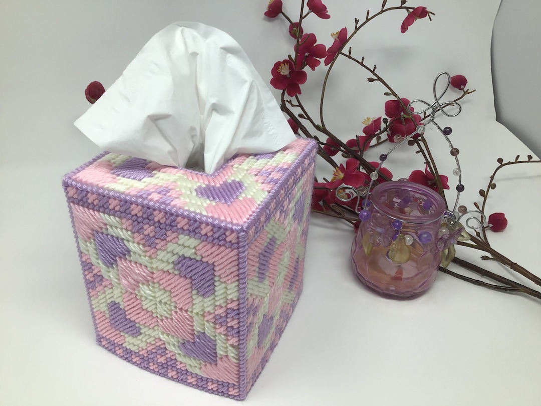 Plastic Canvas Tissue Box Topper, “tender Hearts” - Etsy
