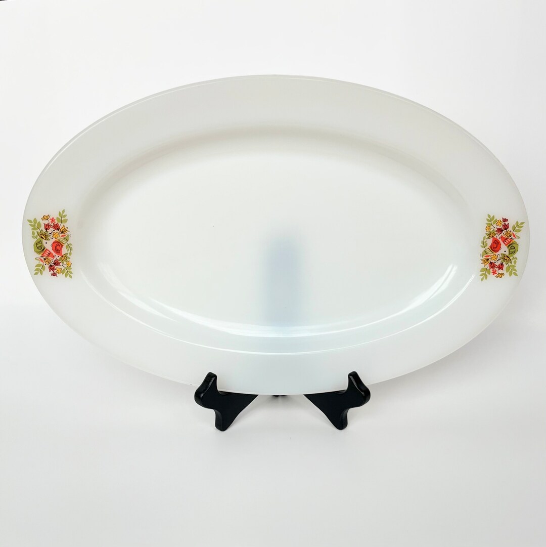 Arcopal France Vintage Opal Glass Serving Platter - Etsy