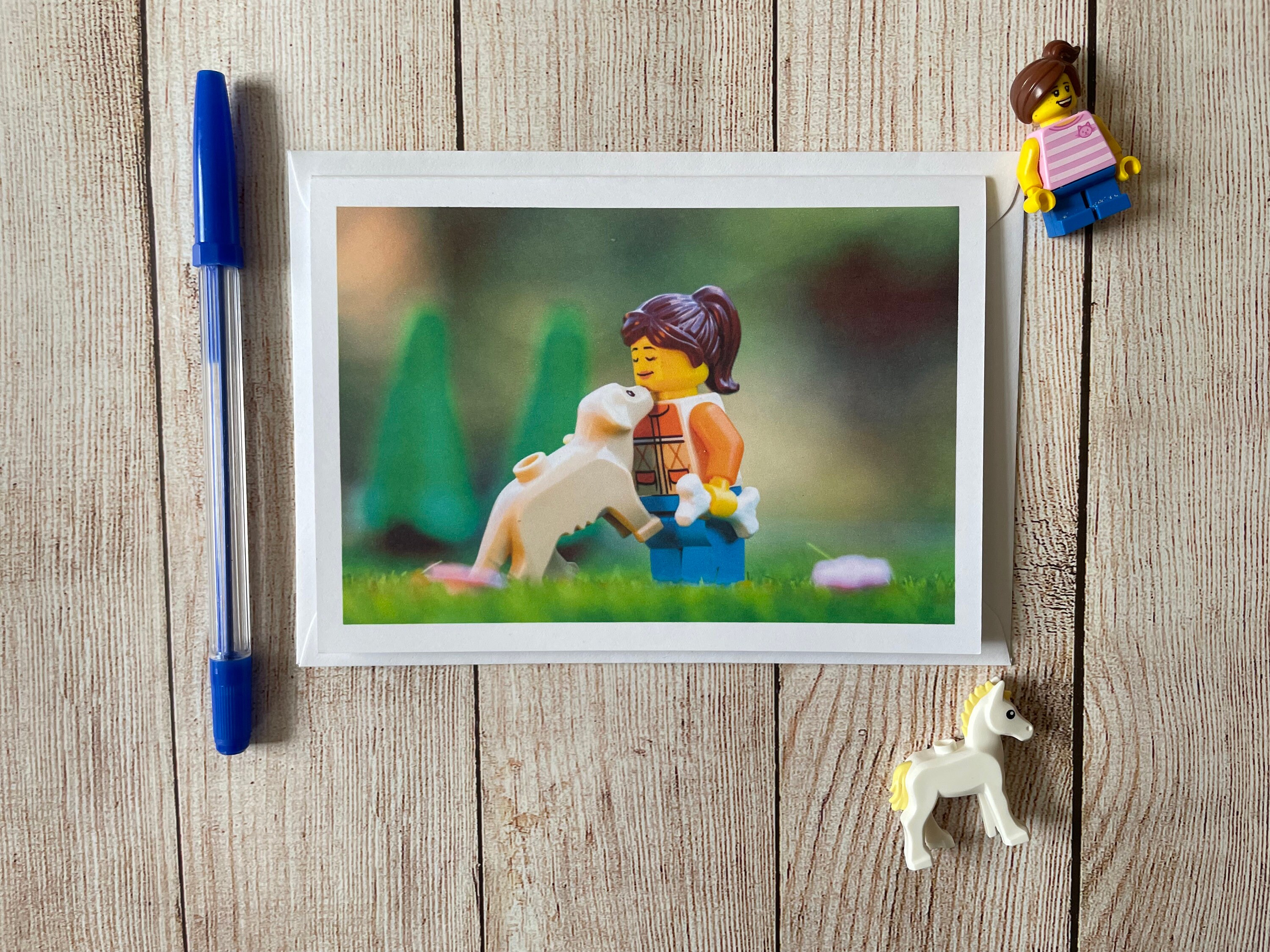 Lego Dog Lover Minifigure Photo Greetings Card Pets Birthday Handmade ...