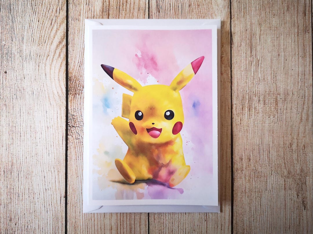 Pikachu pokemon Greetings Birthday Card Handmade Original Photography ...
