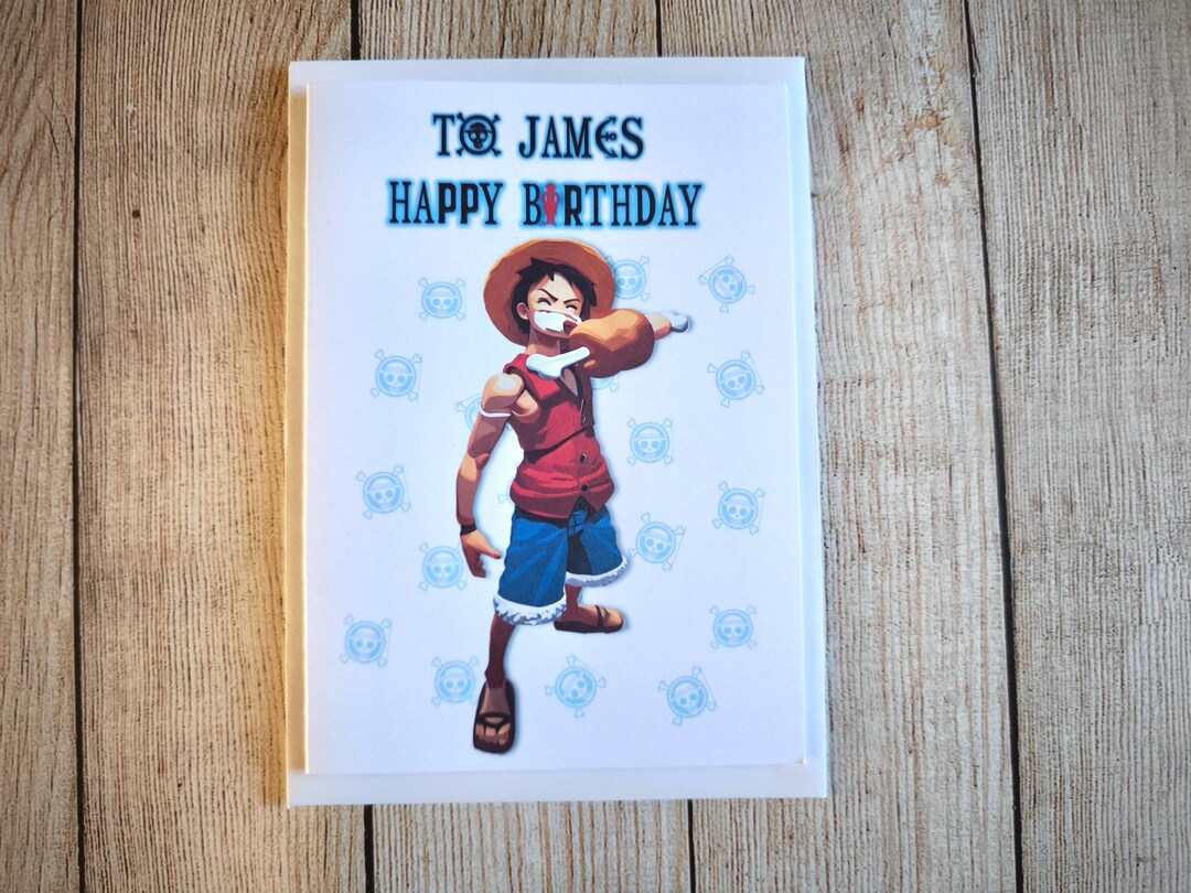 Monkey D Luffy - One Piece - Greetings Card - Handmade Personalised ...