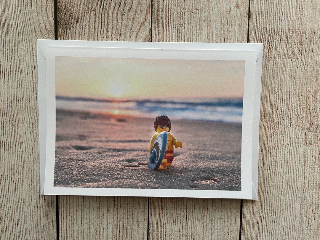 Lego Surfer Minifigure Photo Greetings Card Handmade Original ...
